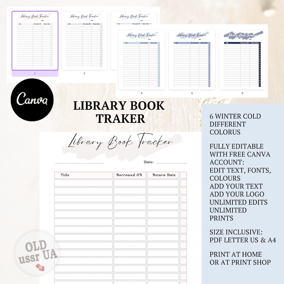 Editable Library Book Tracker, Library Book Returns, Book Return ...