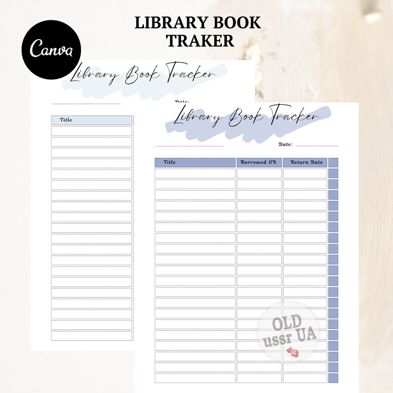Editable Library Book Tracker Library Book Returns Book - Etsy
