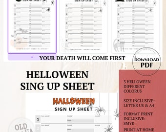 Halloween Sign up Sheet Template, Editable Canva Template, Printable ...