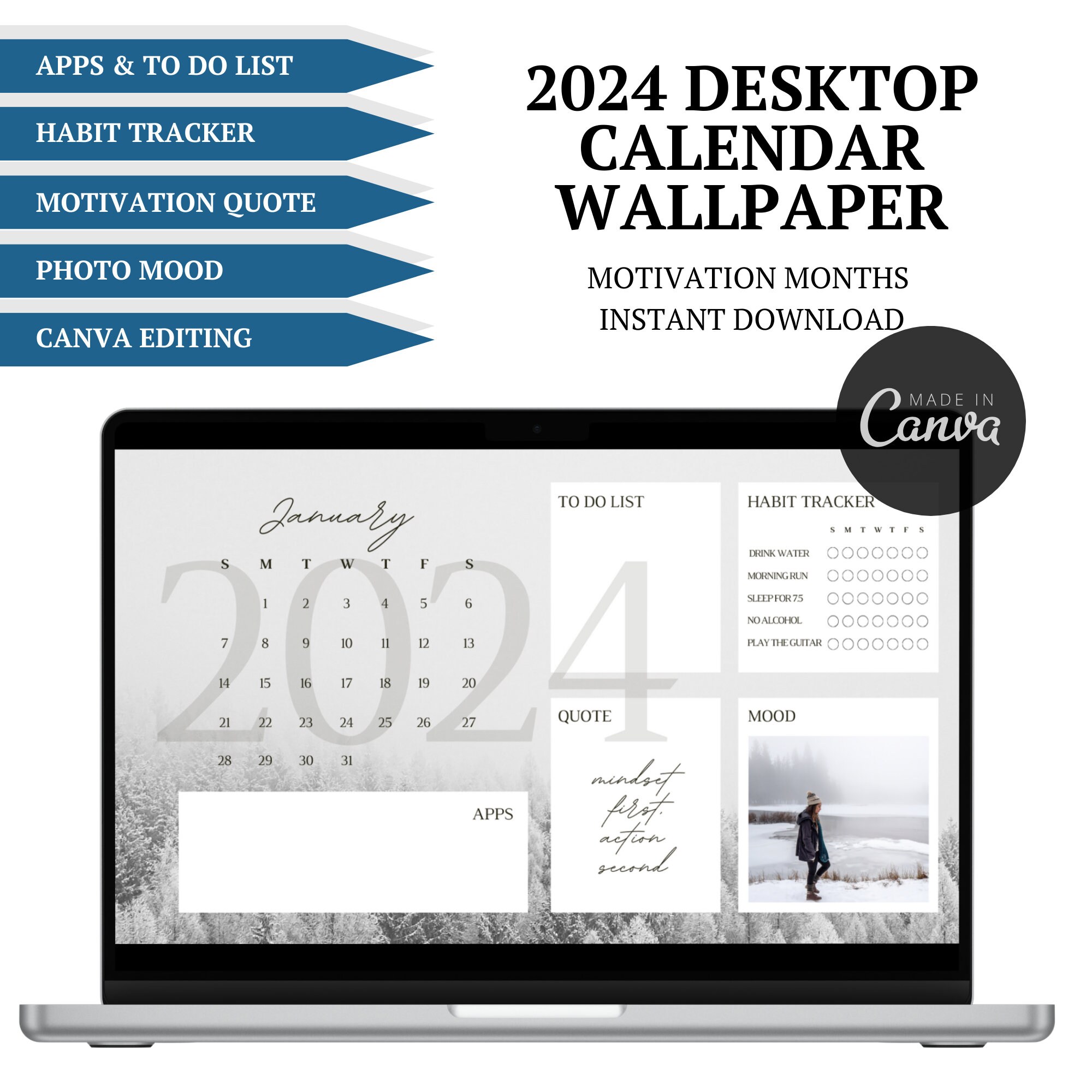 2024 Desktop Organizer Wallpaper, Digital Desktop Organizer, Desktop ...