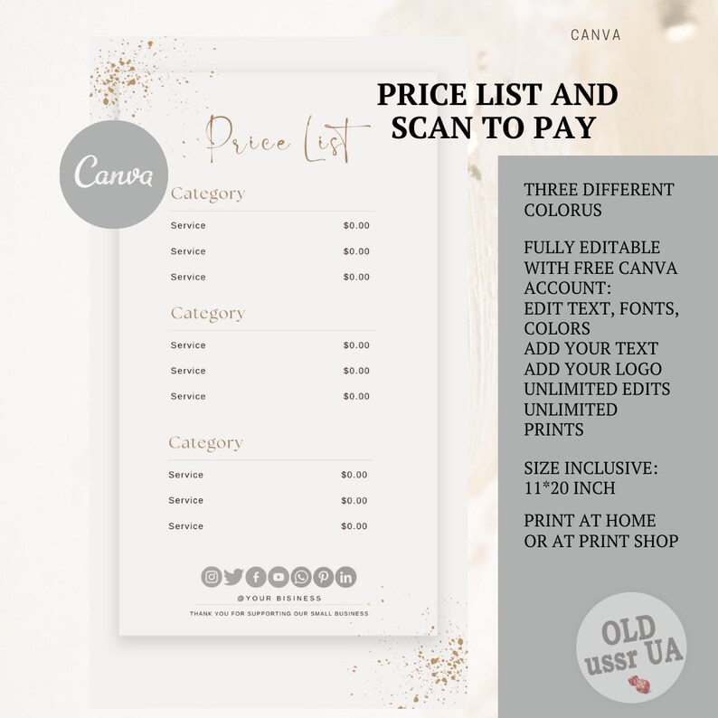 Price List and Scan to Pay, Craft Show Bundle, Order Form Template ...