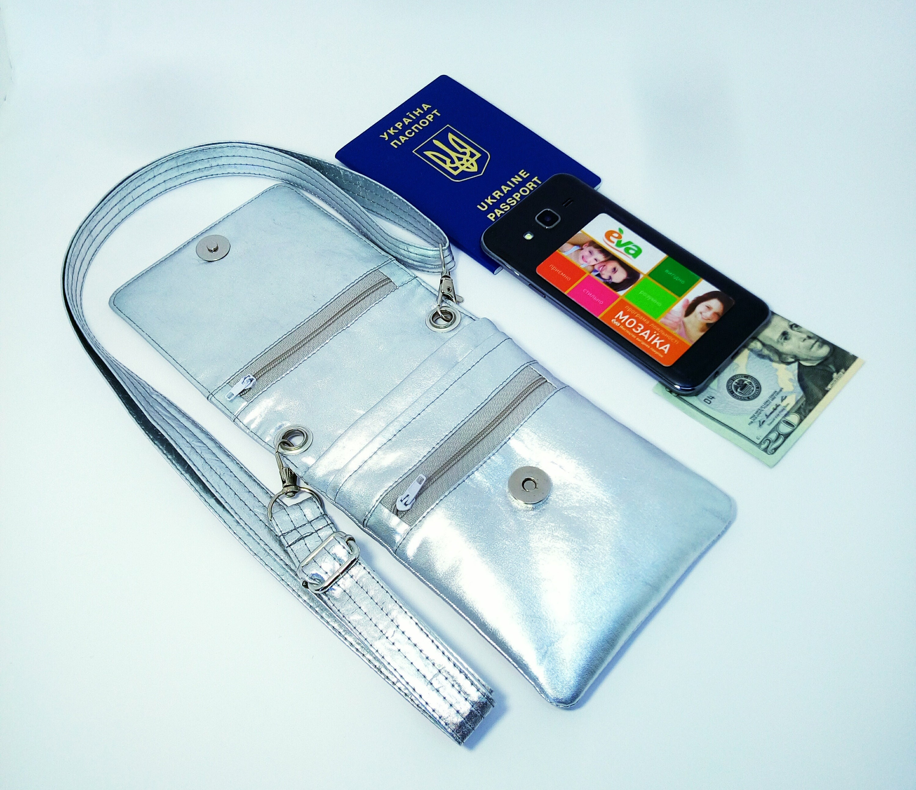 Silver Small Bag Cotton Compact Carry Bag Travel Bag Unisex - Etsy