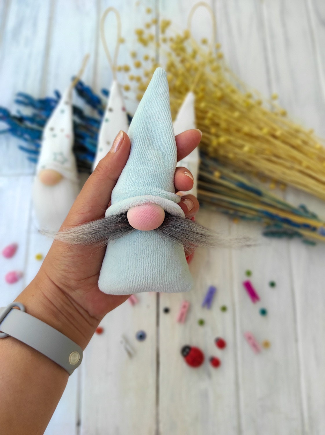 Mini Gnome Sewing Patterns + Video, Gnome With Mustache, Beard and ...