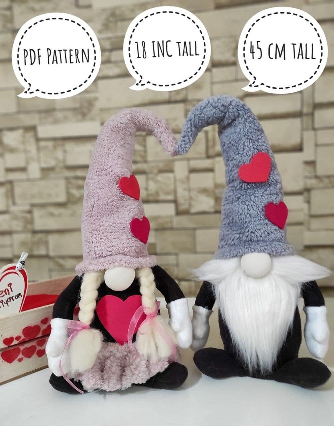 Gnome Pattern, PDF Sewing Patterns, Valentine's Gnome, Scandinavian ...