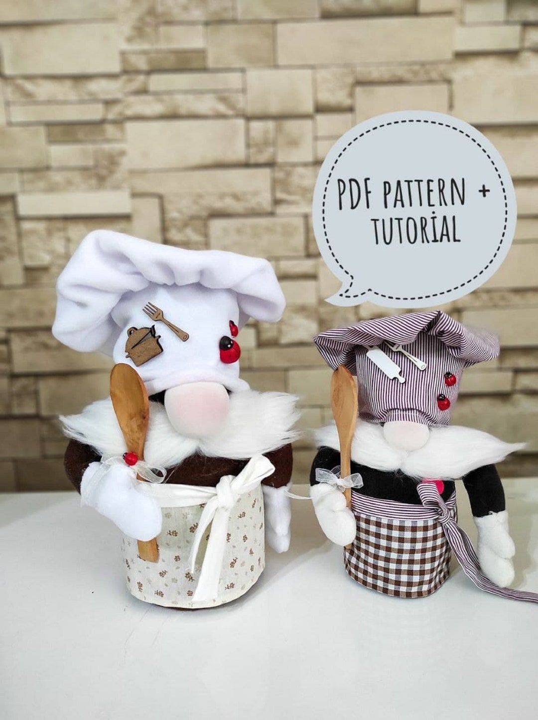 Chef Gnome PDF Sewing Pattern, DIY Gnome Tutorial, Handmade Cooking ...