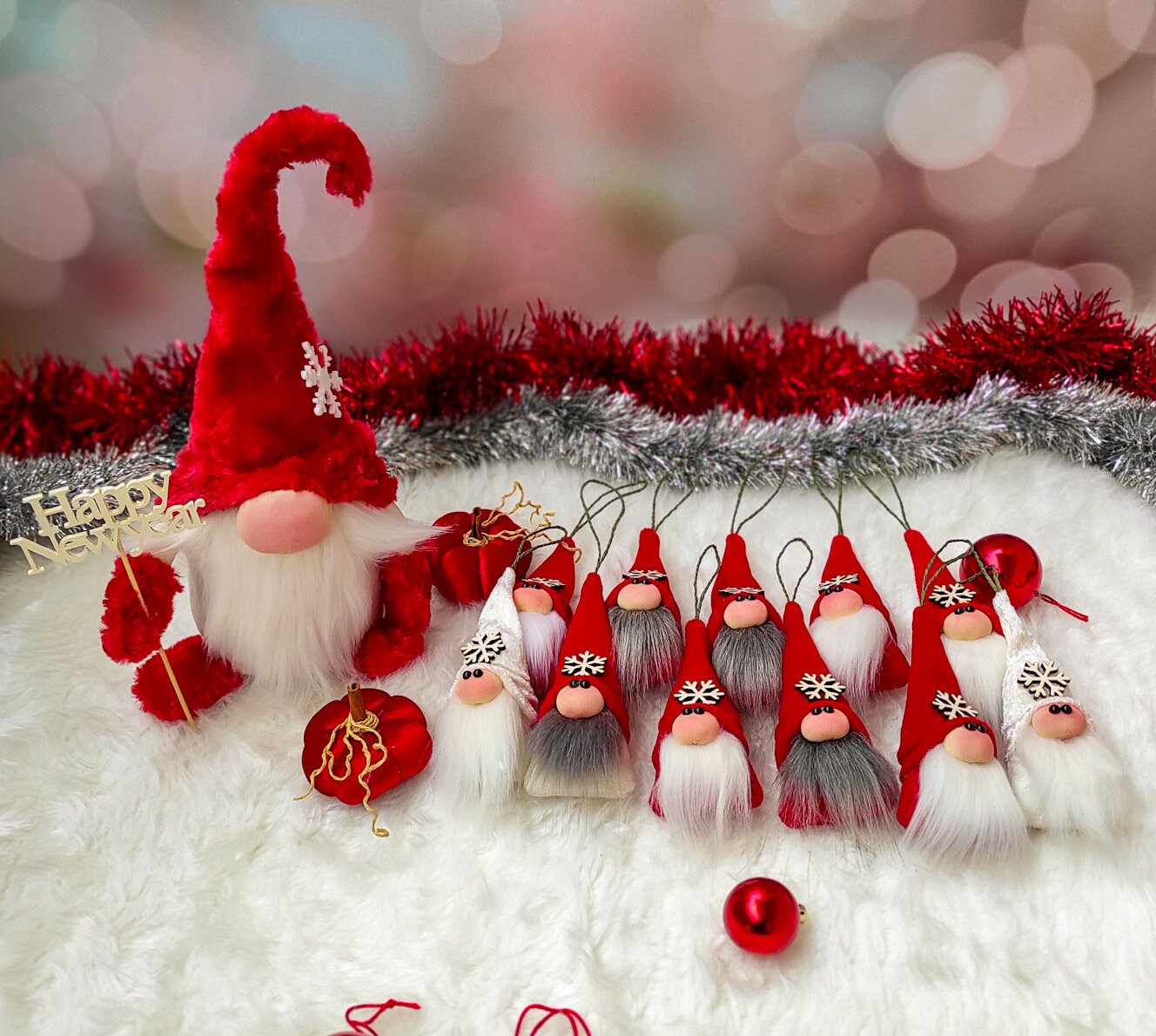 Snowflake Gnomes , 4 Pcs Mini Gnomes, Christmas Decor, Scandinavian ...