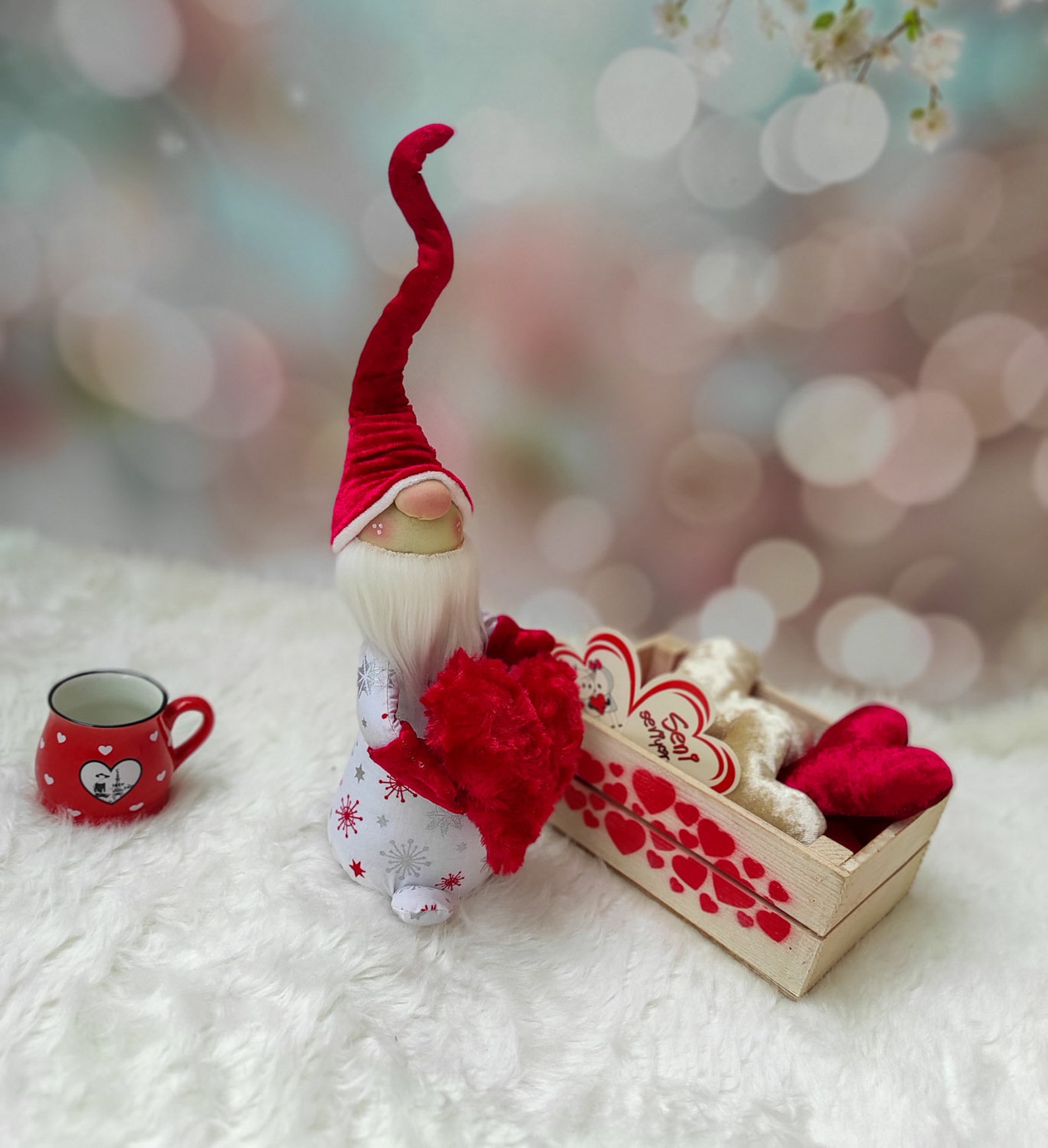 Valentines Gnome With Heart , Red White Gnome, Valentines Gifts ...