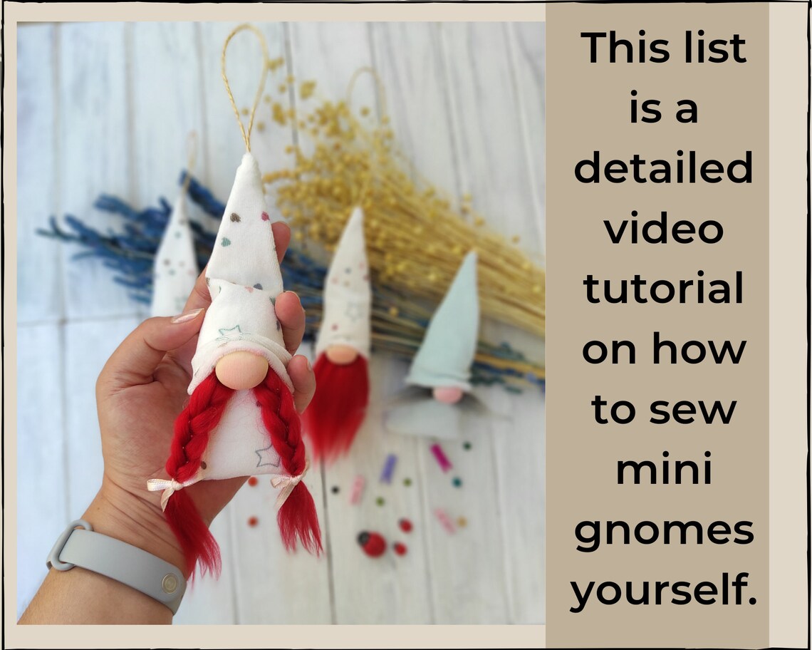 Mini Gnome Sewing Patterns Video, Gnome With Mustache, Beard and Braid ...