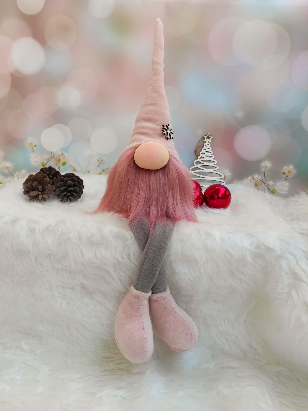 Long-legged Christmas Gnome With Bendable Hat – Whimsical Scandinavian ...