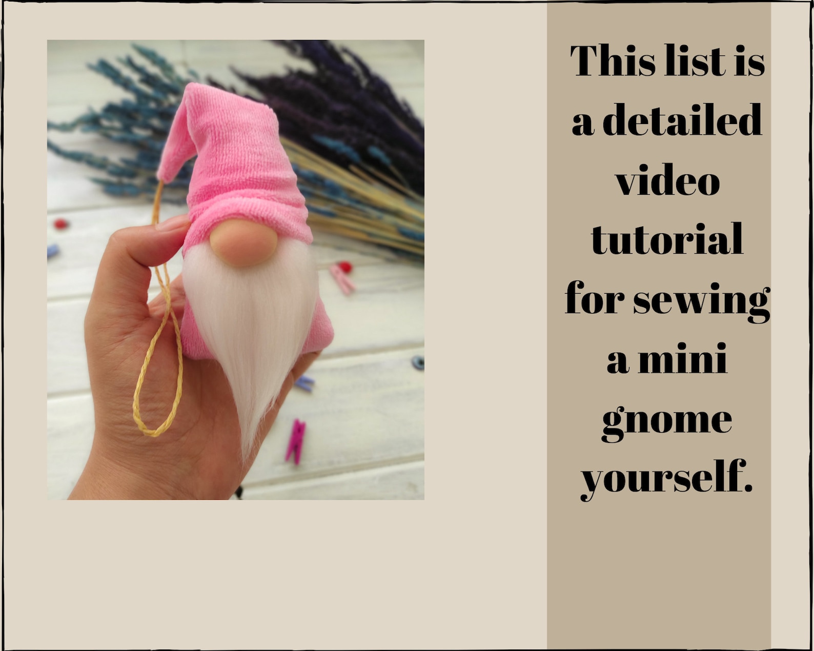 Mini Gnome Patterns, Gnome Video Tutorial, Hanging Gnome Sewing Pattern ...