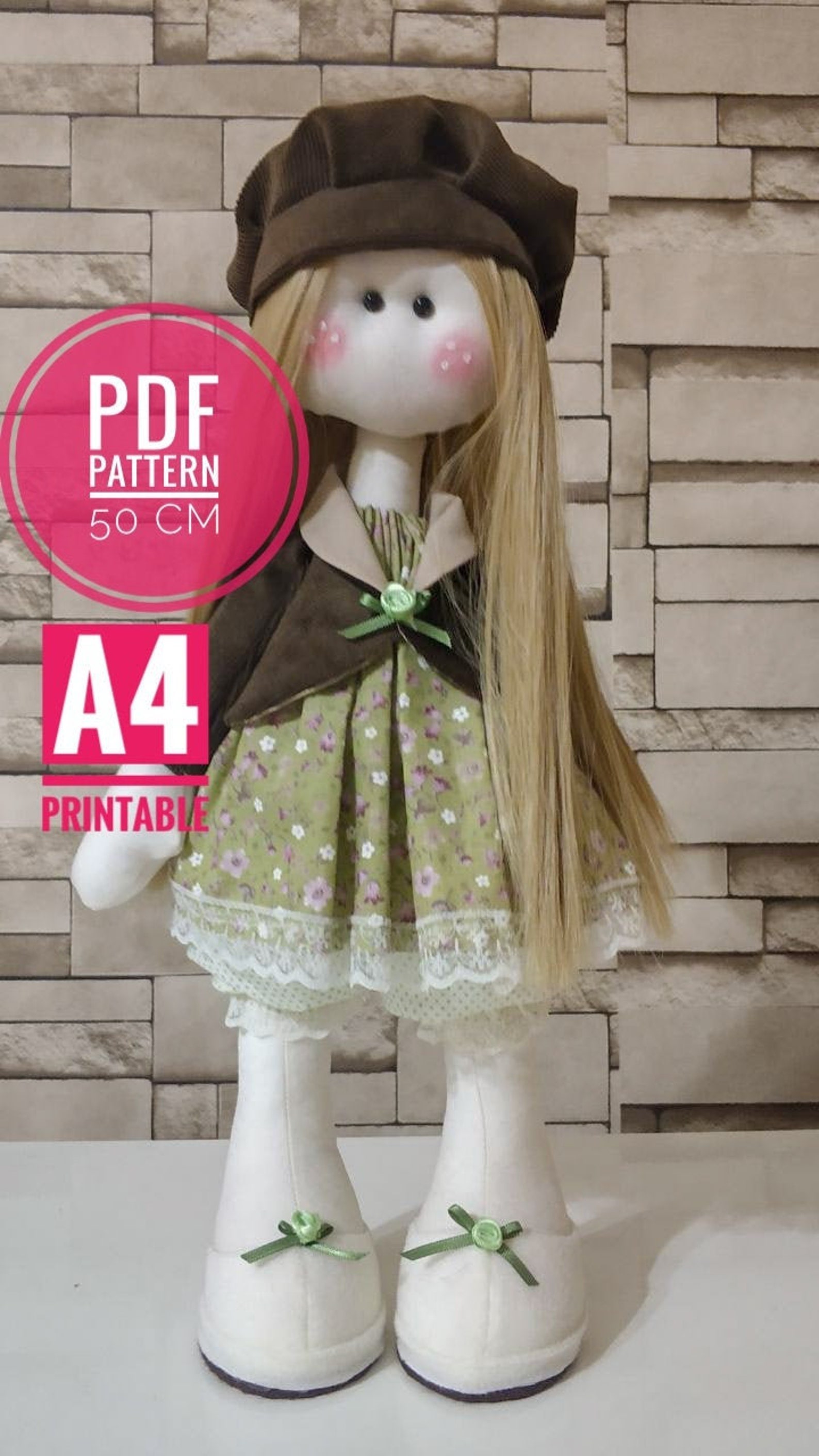 Rag Doll Pattern PDF, 50 Cm Cloth Doll Pattern, 19 Inc Cloth Doll ...