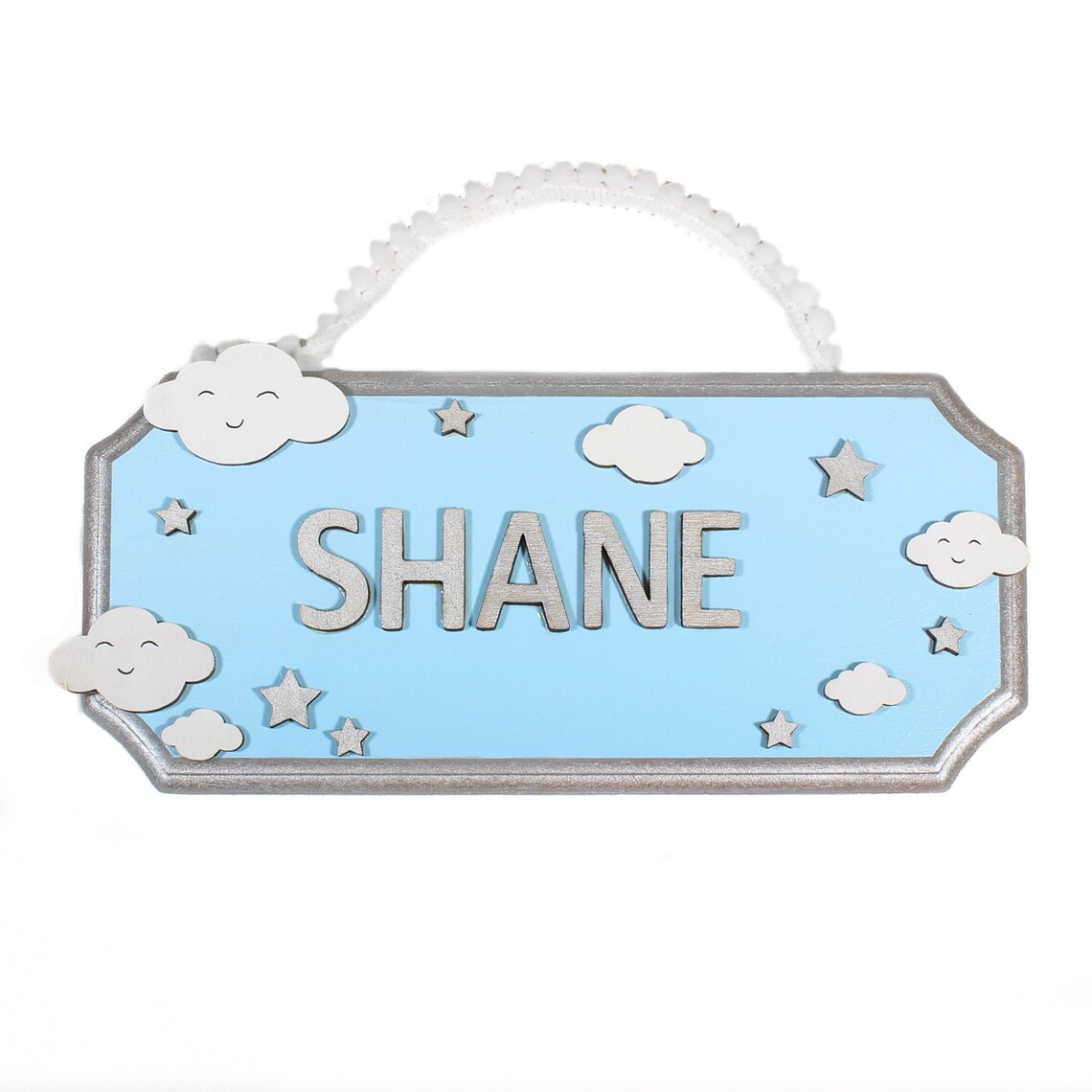 Cloud Name Sign for Nursery. Blue Bedroom Door Plaque. Unisex | Etsy