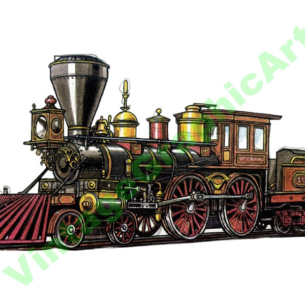 Steam Locomotive Clipart - Etsy