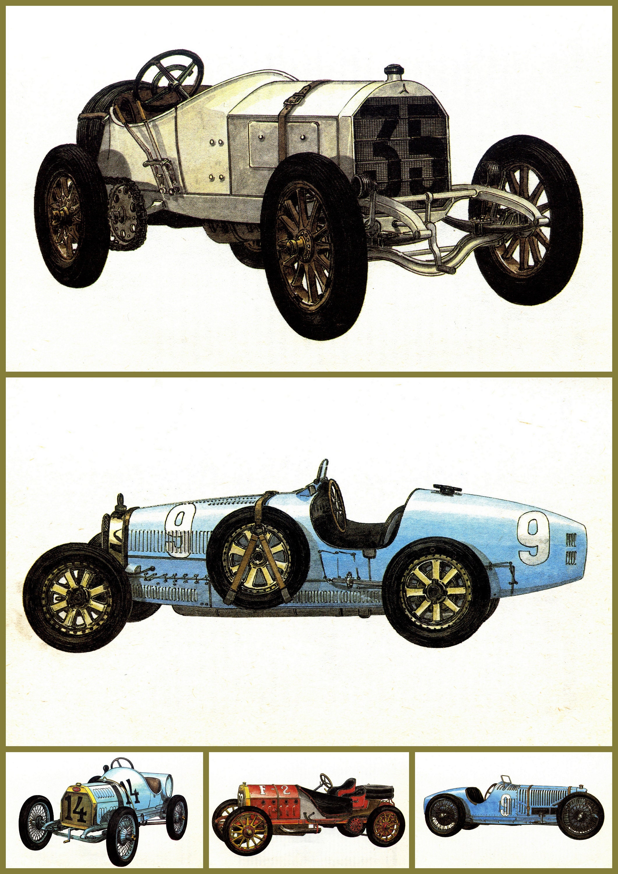 Set of 25 Old Racing Cars Clipart Printable Illustration for Decoupage ...