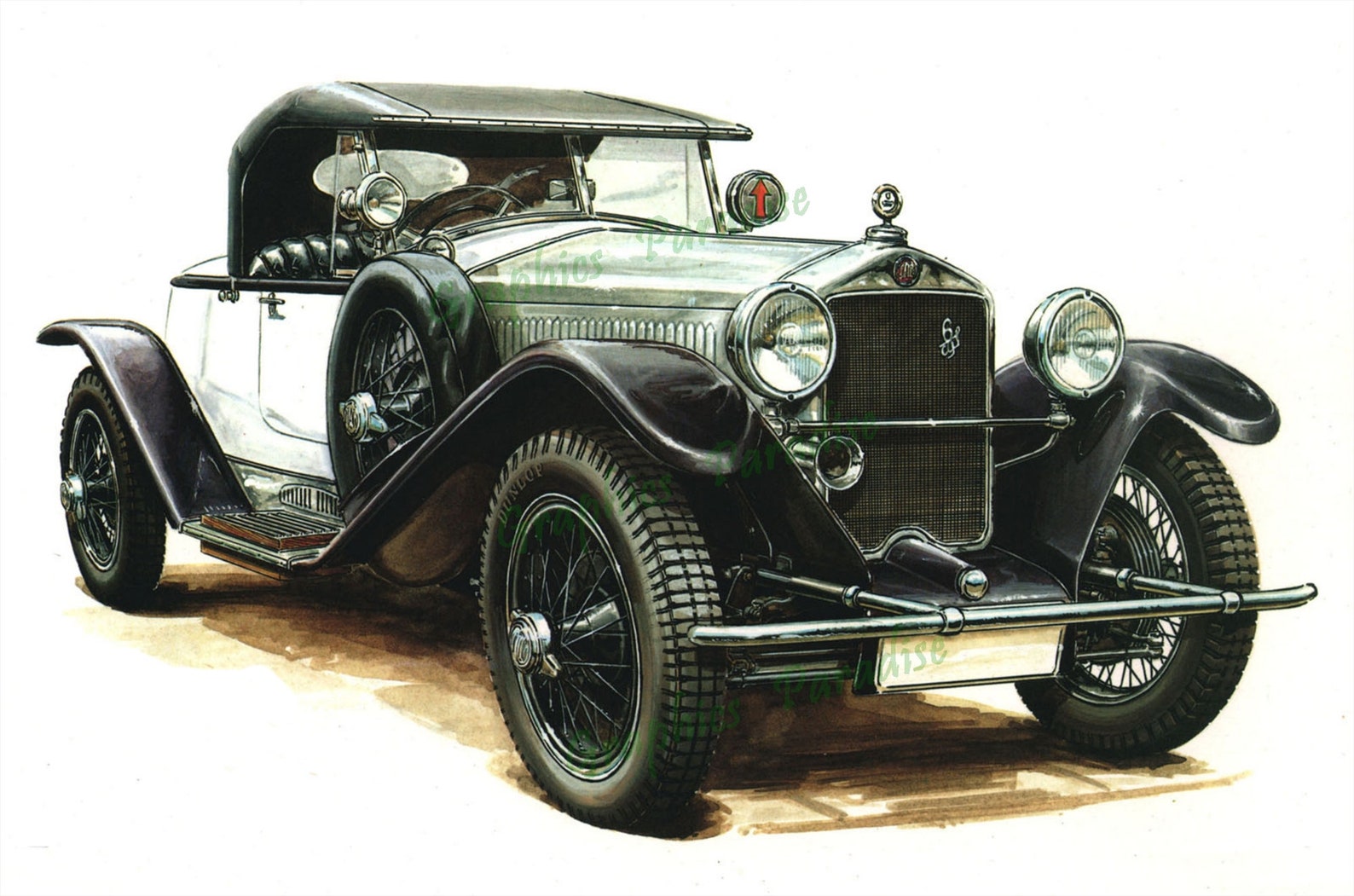 Set of 2 Old Cars Clipart Printable Illustration for Decoupage, Wall ...