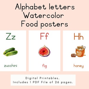 Alphabet Letters ABC With Watercolor Pictures of Different - Etsy