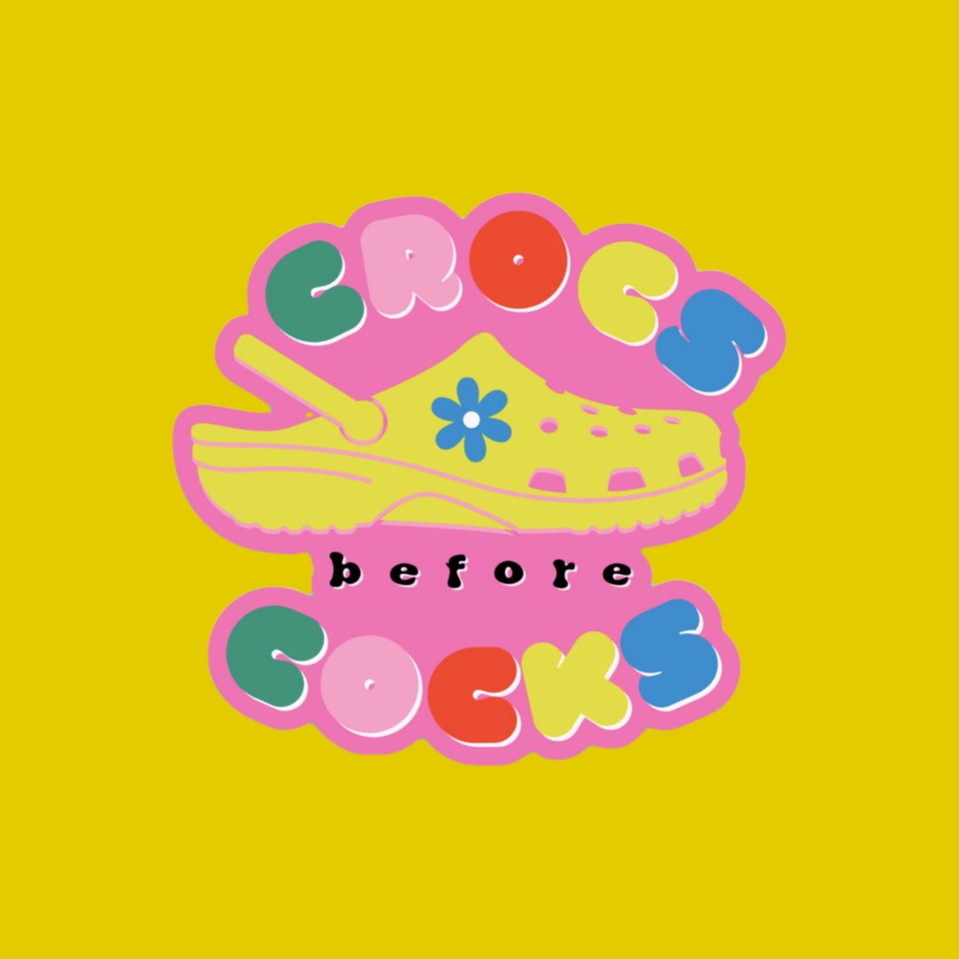 Croc Crocs Shoe Sticker Typography Feminist Vinyl Sticker Rainbow Funny ...