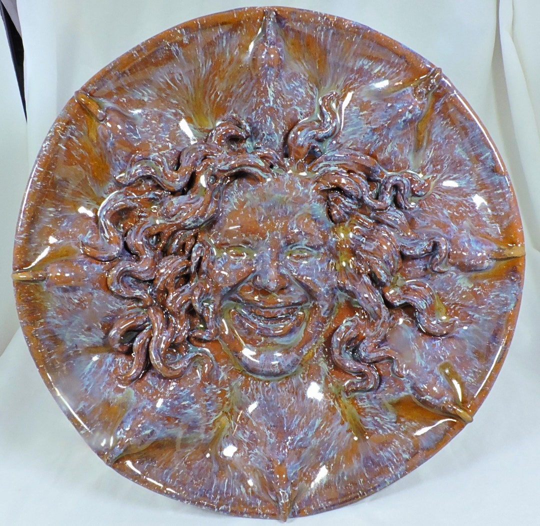 Medusa Sculpture Plate for Wall Decor | Modern Art, Vibrant Glazed ...