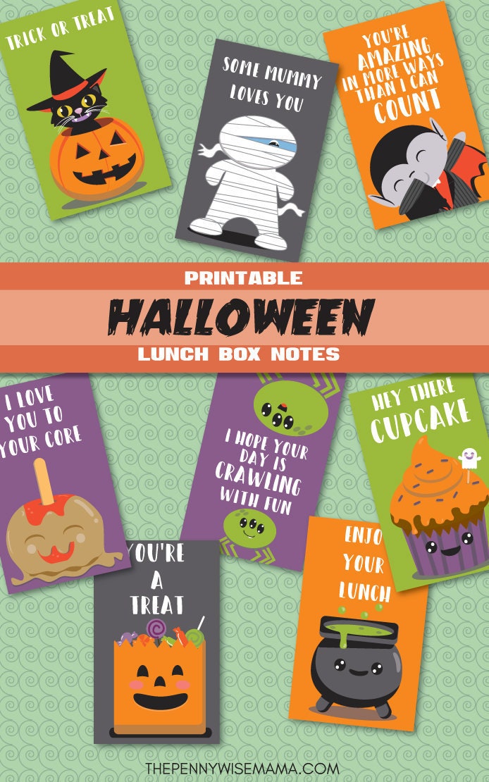 Cute Halloween Lunch Box Notes | Printable Lunch Box Notes | Instant ...