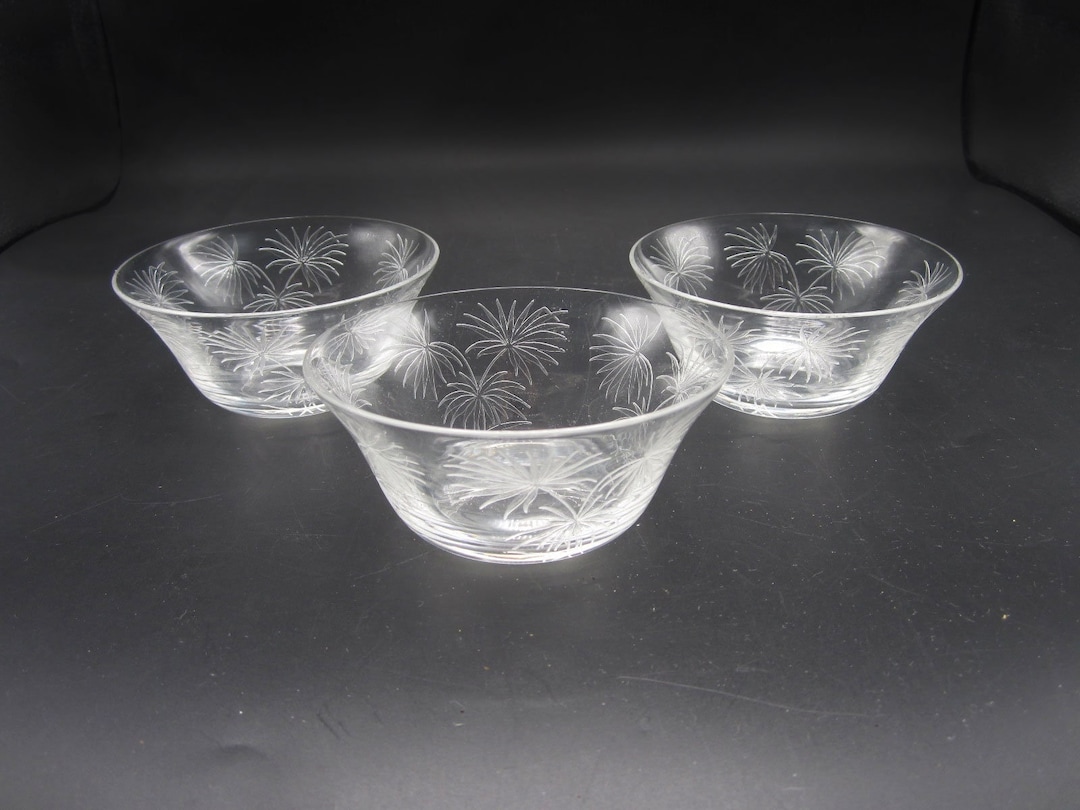 3 Fostoria LIDO Etch Blown Finger Bowls - Elegant Deco Glass HTF - Etsy