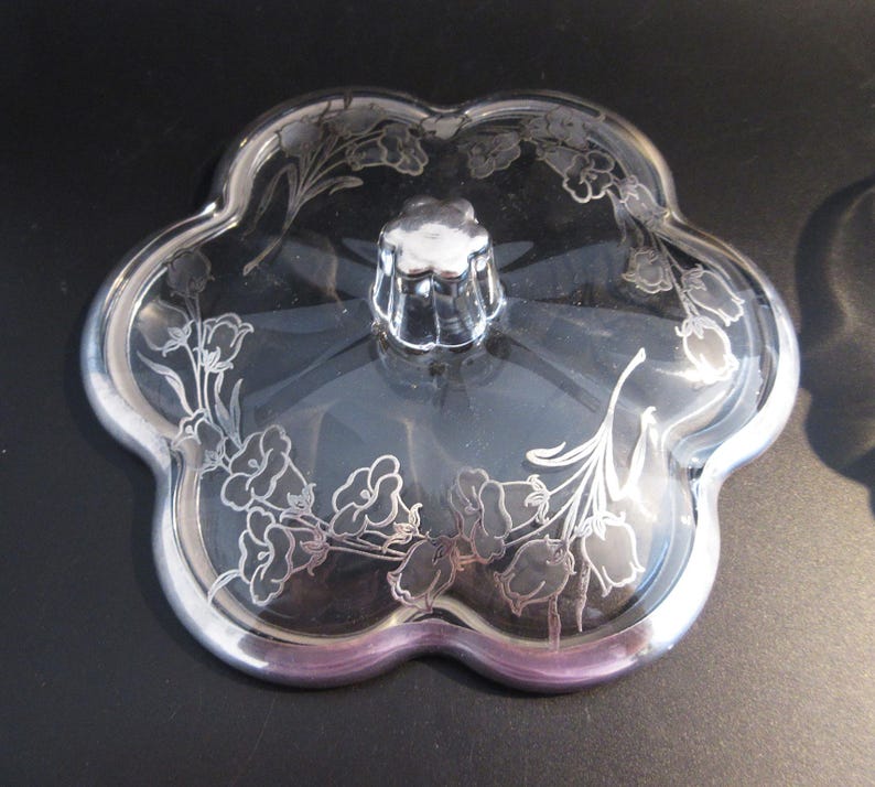 Duncan Miller Canterbury Candy Box 3 Part Frosted and Silver Overlay ...