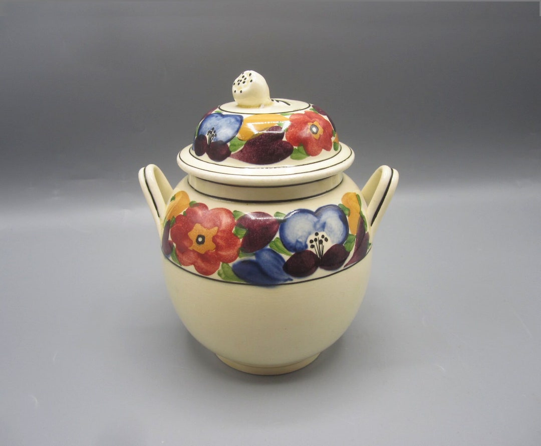 Antique Adams Titian Ware VIOLA Pattern Lg Sugar Bowl With Lid or Jar ...