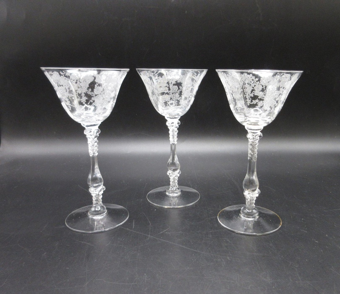 3 Cambridge ROSE POINT Etch 3 Oz Liquor Cocktail 3121 Sherry Stem - Etsy