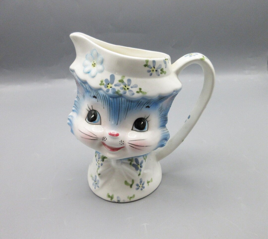 Vintage Miss Priss Blue Kitty Cat 6” Milk Pitcher by Lefton China - Etsy