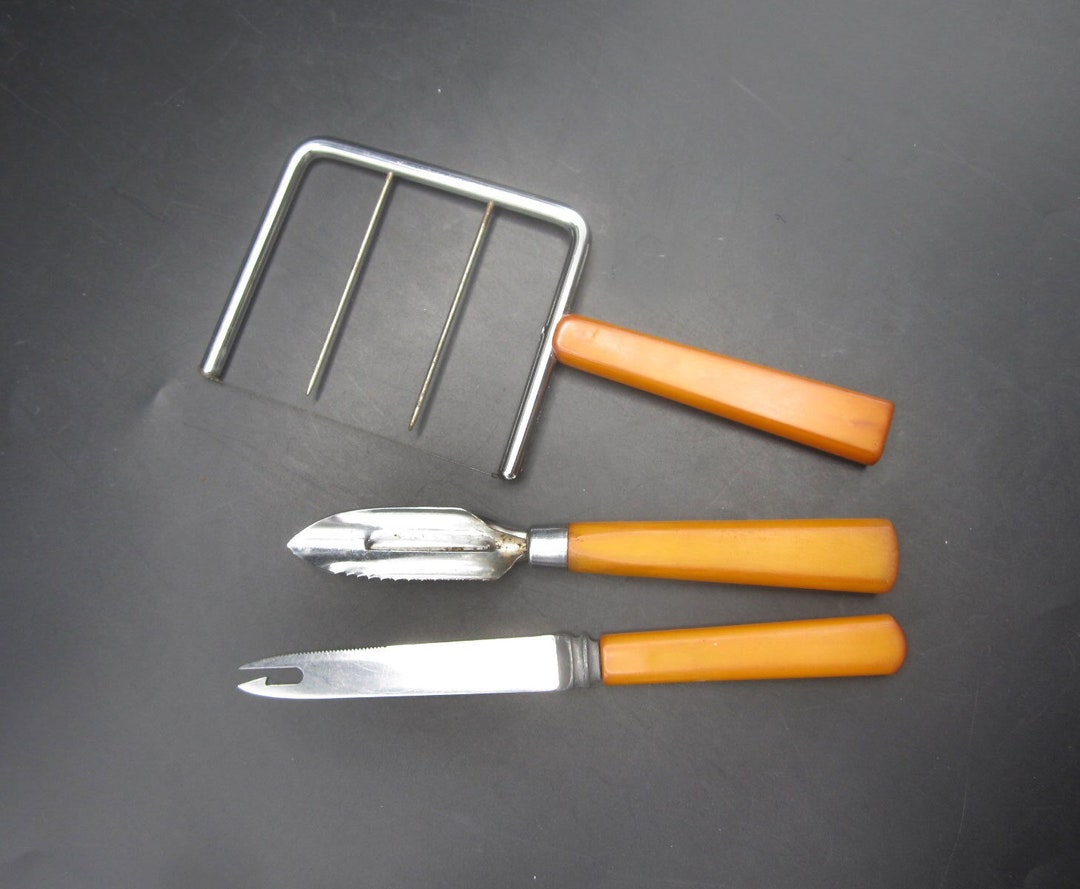 3 Butterscotch Bakelite Kitchen Tools Cheese Slicer, Vegetable Peeler ...