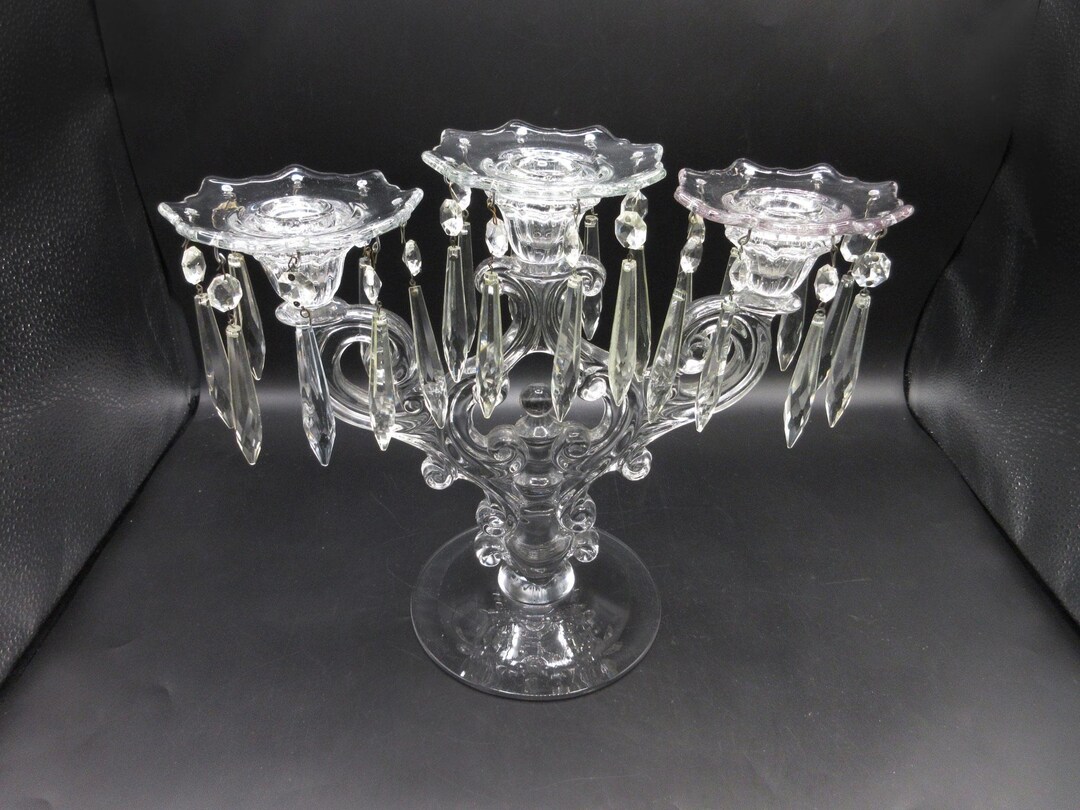 Cambridge Glass 3 Light Candelabra 1443 Candlestick With Removable ...