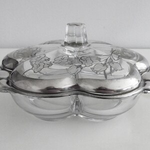 Duncan Miller Canterbury Candy Box 3 Part Frosted and Silver Overlay ...