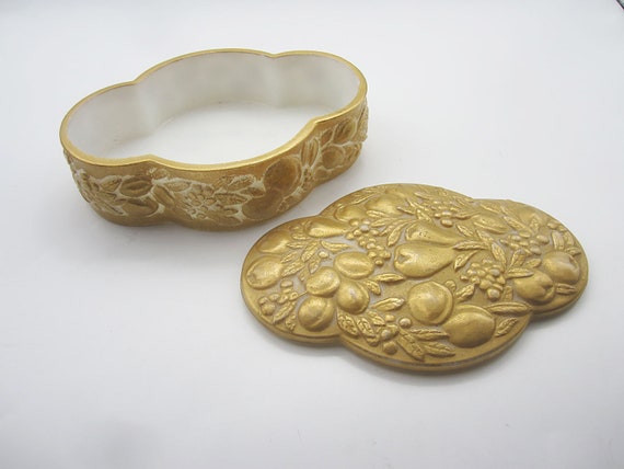 1920s Consolidated Five Fruits Gold on Milk Glass Van… - Gem