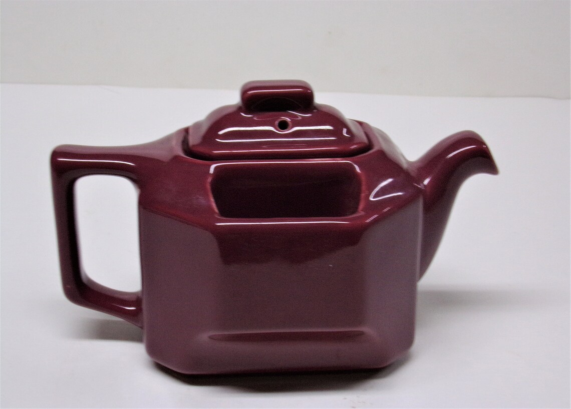 Hall China Square T-ball Maroon Teapot - Etsy