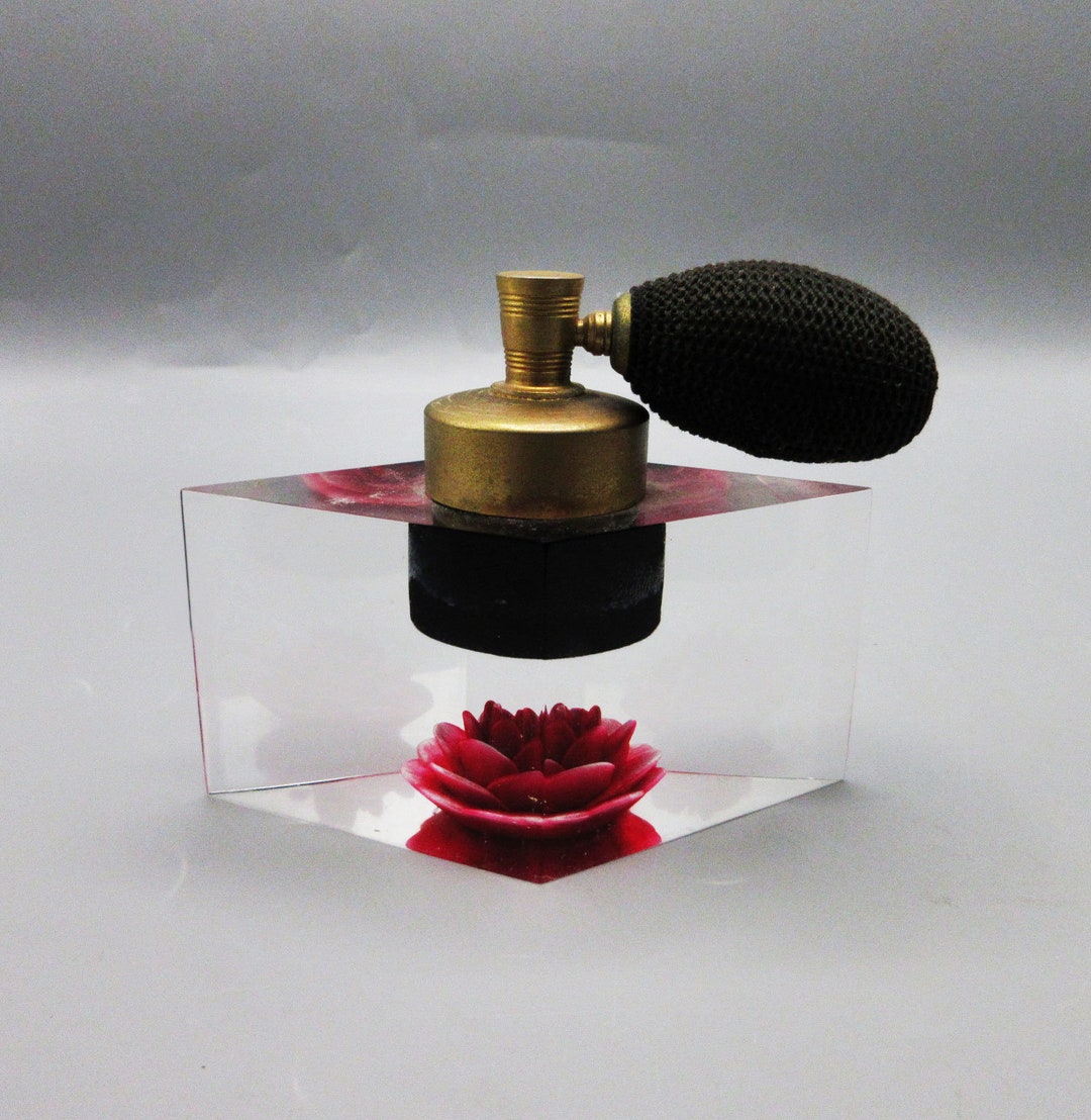 Evans Lucite With Magenta Rose Perfume Atomizer Mid Century Vanity - Etsy