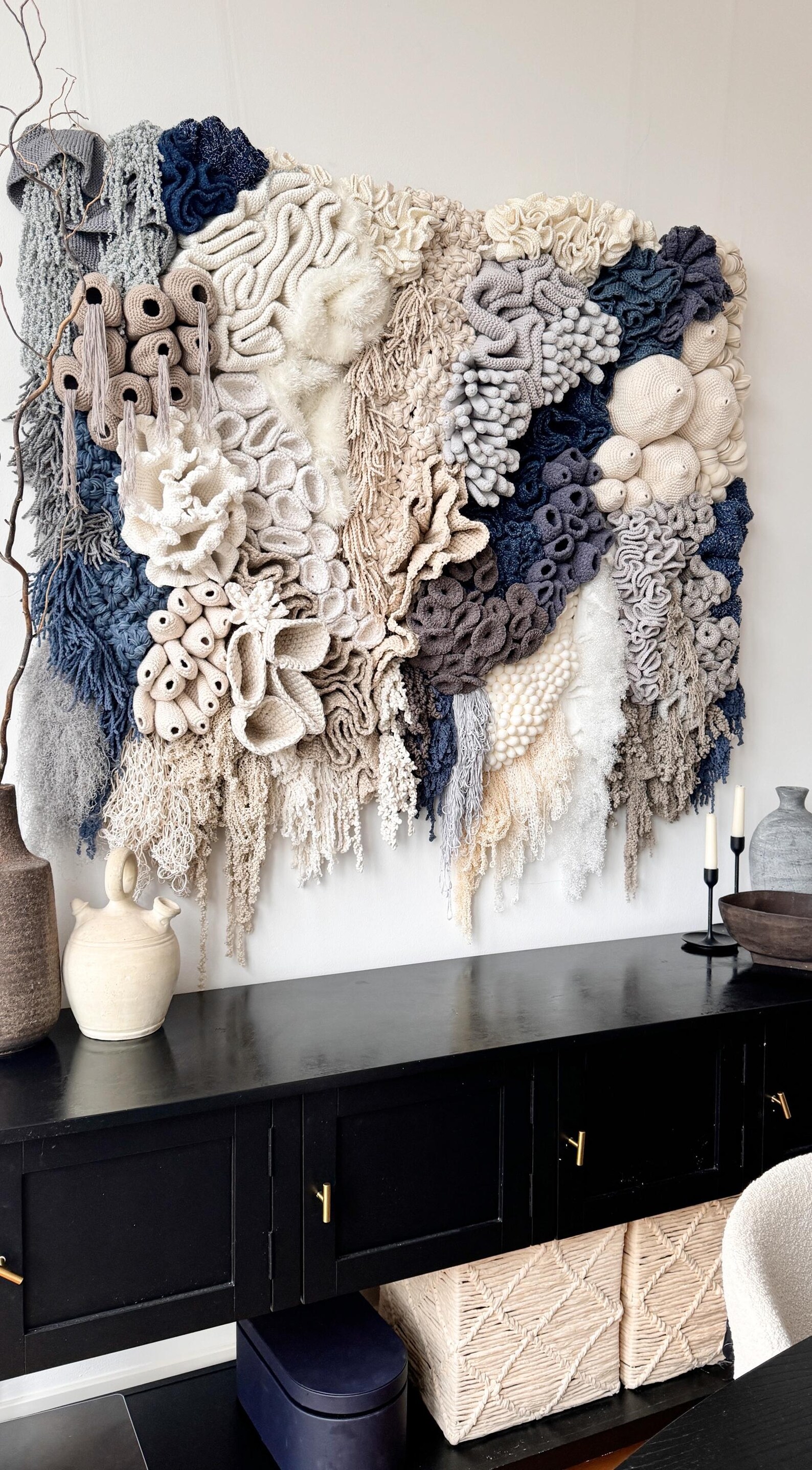 Organic Textile Wall Art | Neutral Fiber Sculpture | Minimalist Wall ...