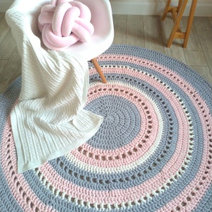 Crochet round rug Modern rug Nursery rug Kids rug Nursery | Etsy