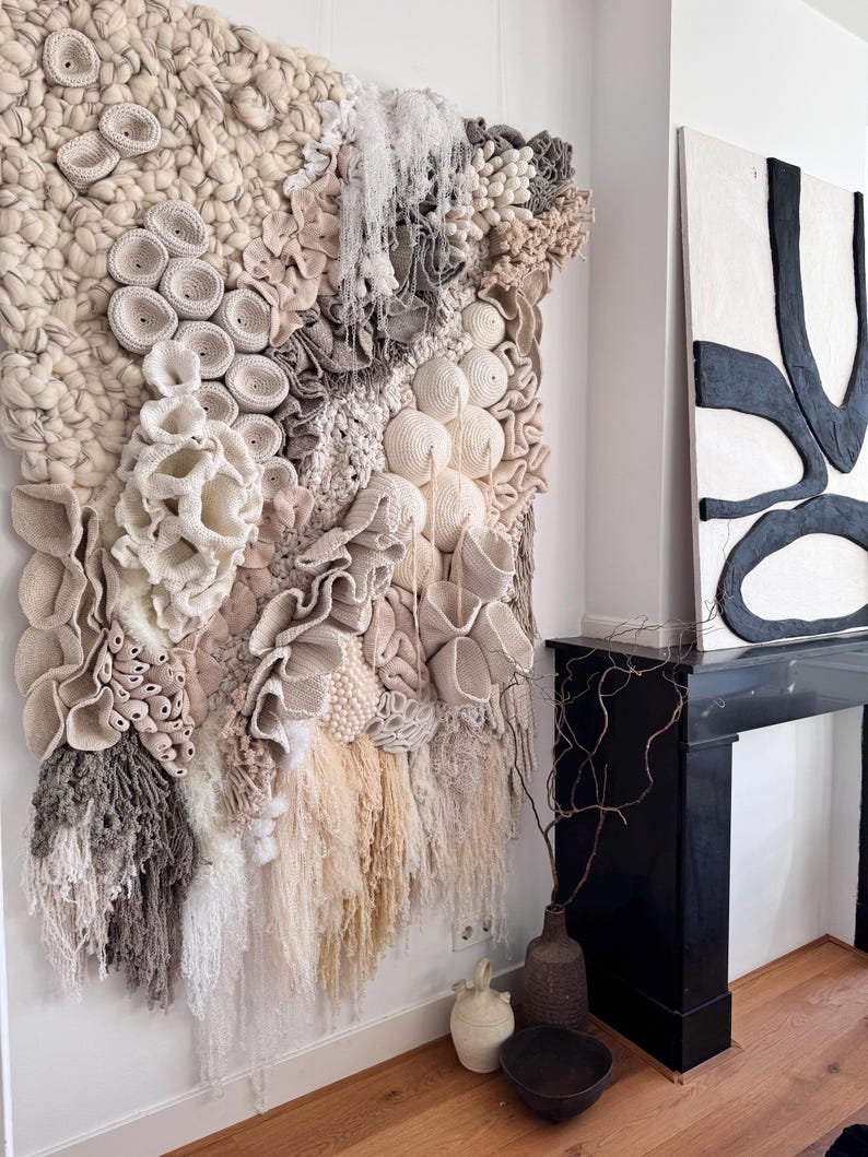 Woven Tapestry | Fiber Art | Textured Art | Coral Reef Wall Hanging ...