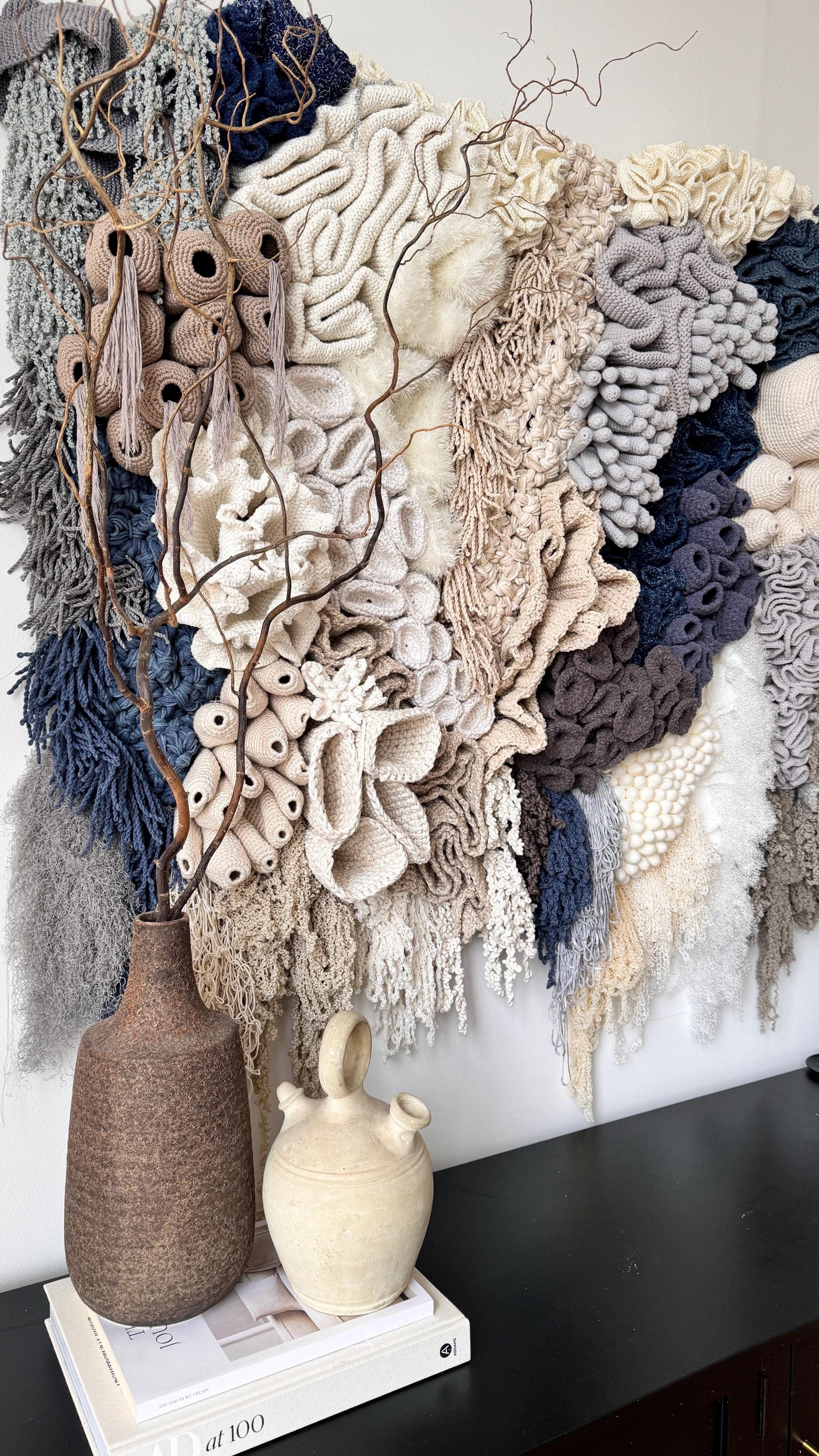 Organic Textile Wall Art | Neutral Fiber Sculpture | Minimalist Wall ...