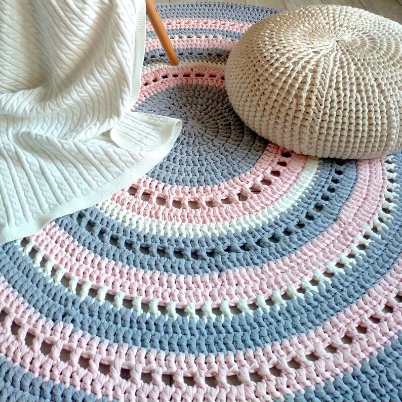 Crochet round rug Modern rug Nursery rug Kids rug Nursery | Etsy