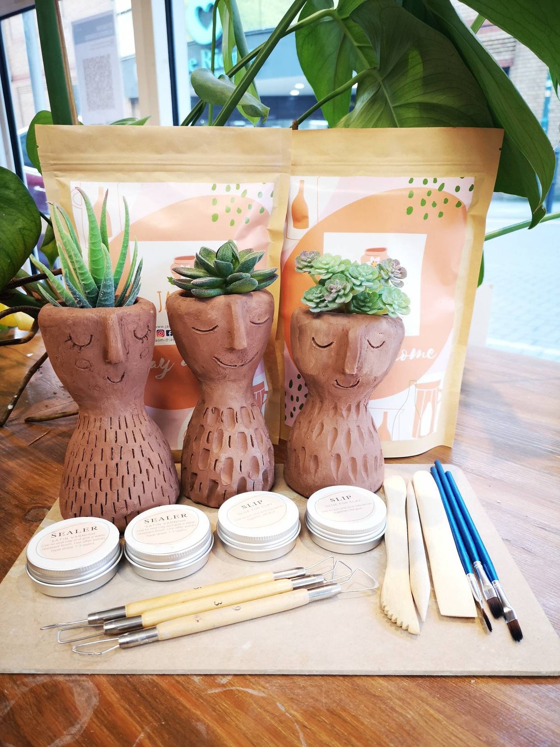 Clay Pottery Kit for 3 Craft Your Own Plant Pot at Home. Air | Etsy