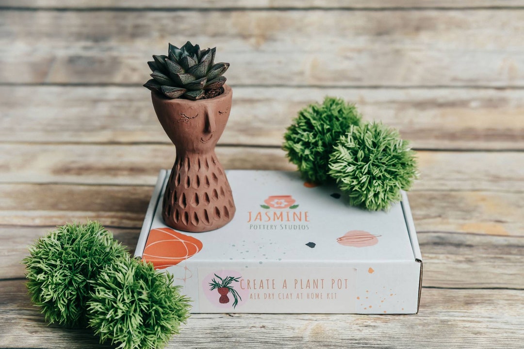 DIY Clay Plant Pot Kit: Air Dry Pottery, Home Decor Craft - Etsy