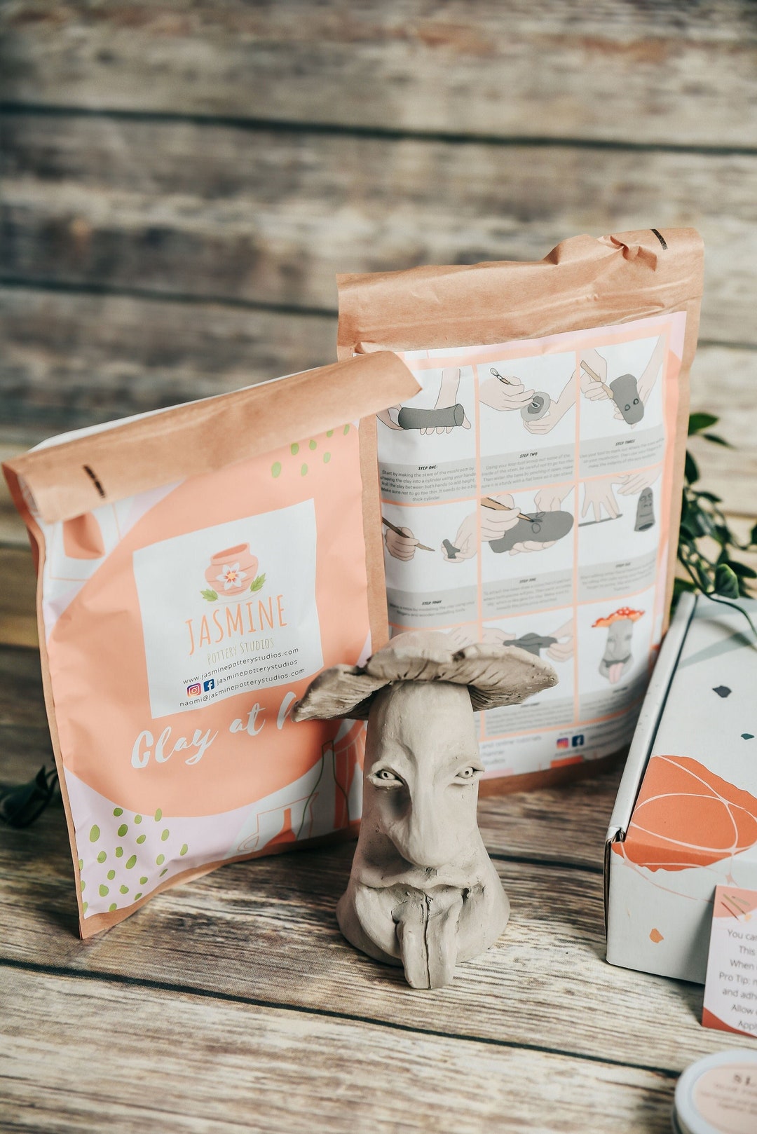 DIY Pottery Kit Mushroom Sculpture Clay Kit. Air Drying Clay. - Etsy