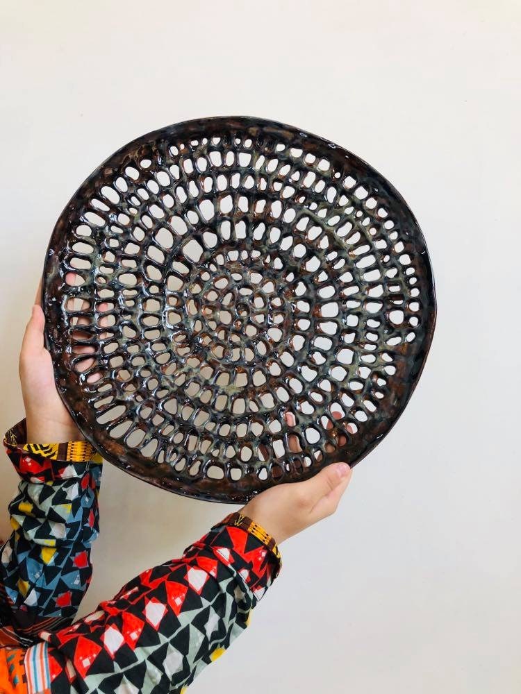 Porcelain Wall Hanging, Floral Discs, Ceramic Wall Installation ...