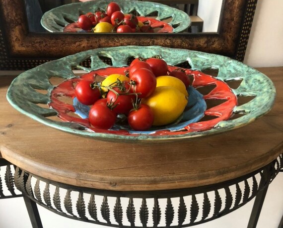 Large Ceramic Bowl Fruit Bowl Strainer Bowl Handmade - Etsy