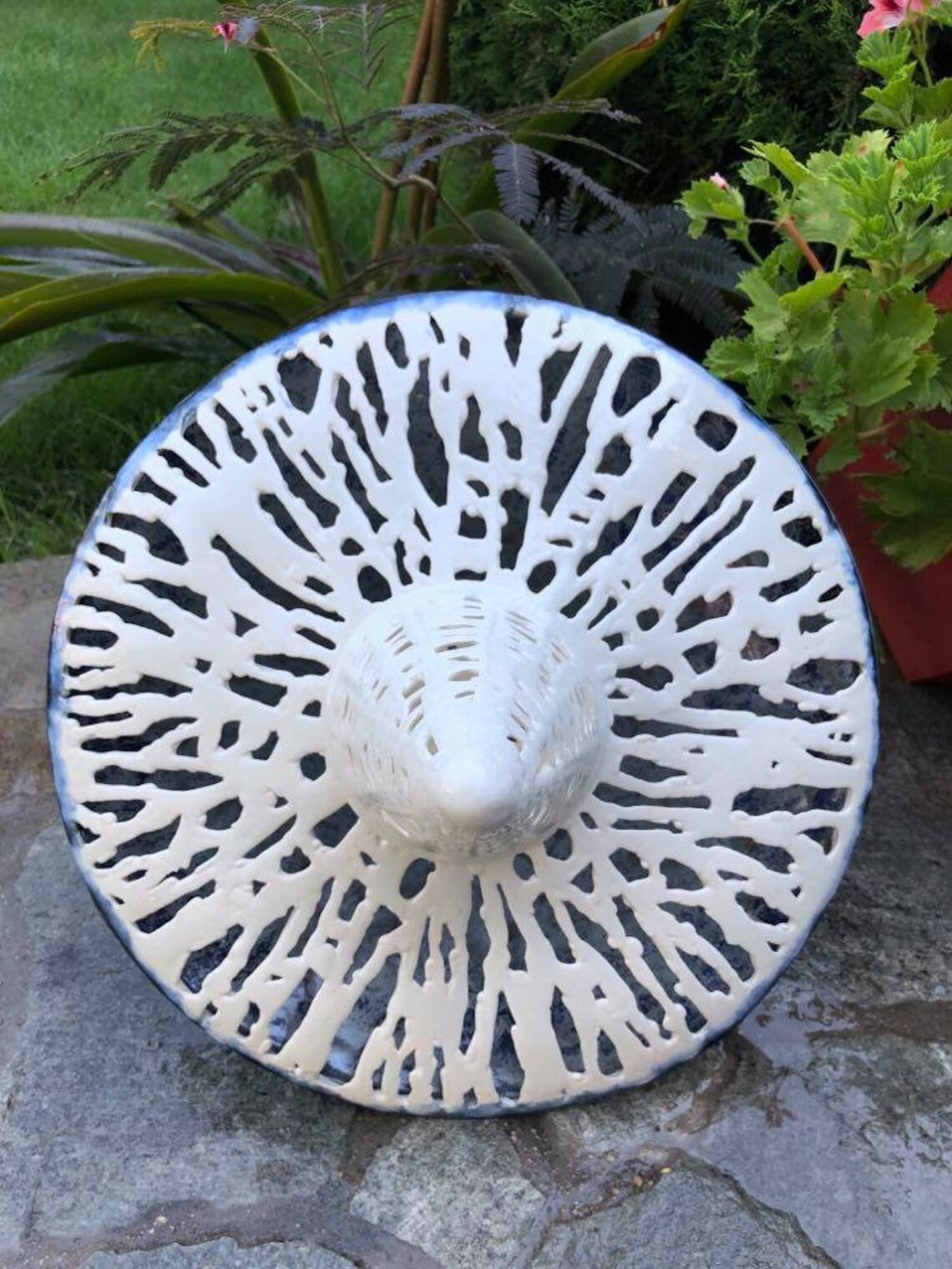 Kinetic Ceramic Sculpture, Spinning Top, White and Blue Art - Etsy