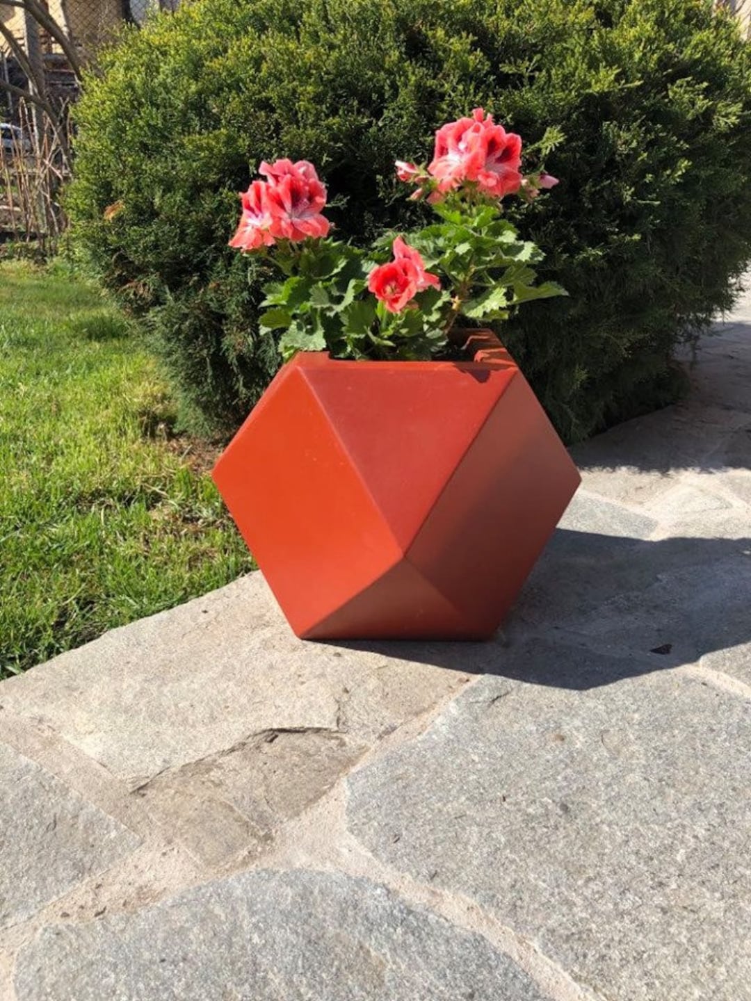 Geometric Fiberglass Flower Pot, Modern Outdoor Planter - Etsy