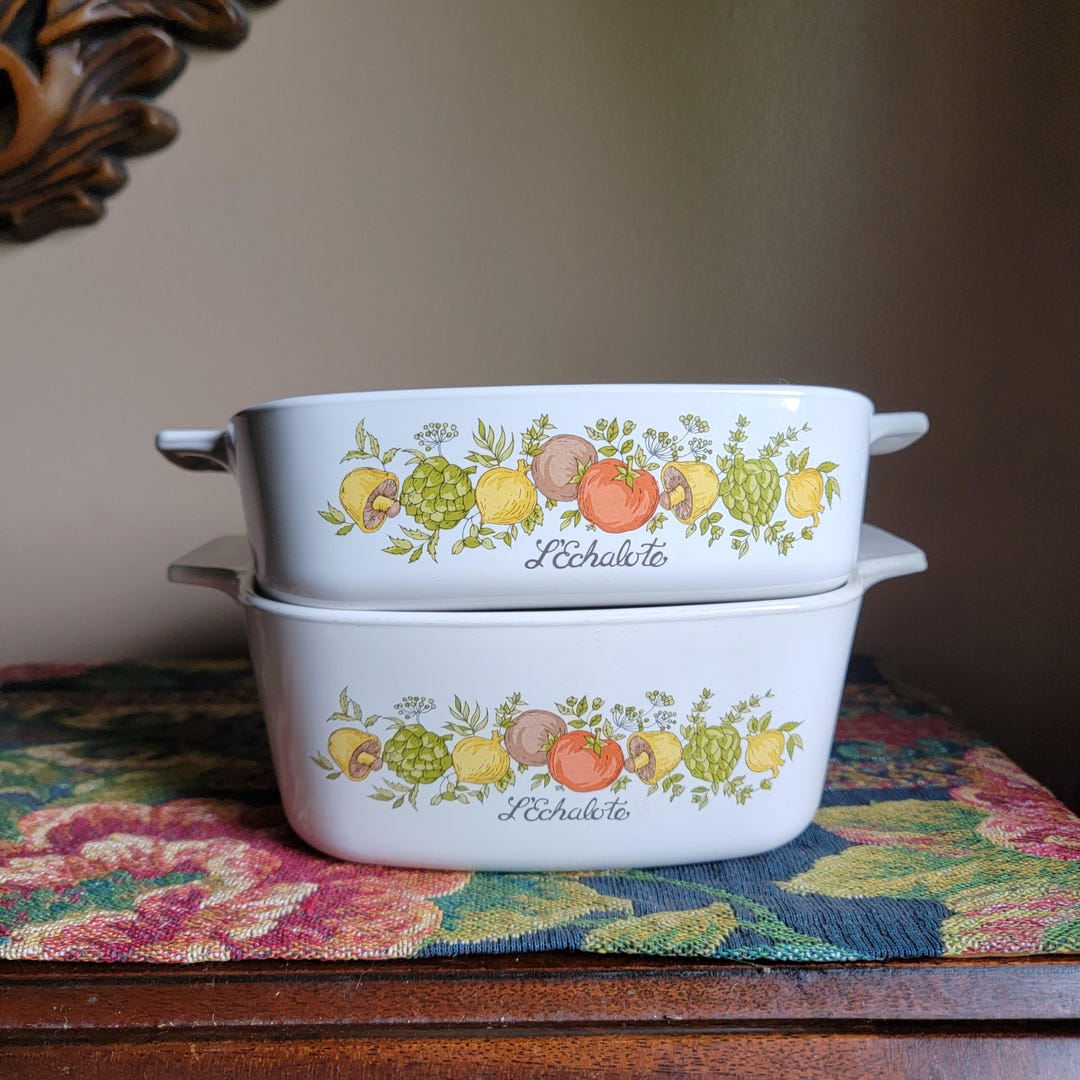 Vintage Spice O' Life Corning Ware Casserole Dishes L'echalote Mushroom ...