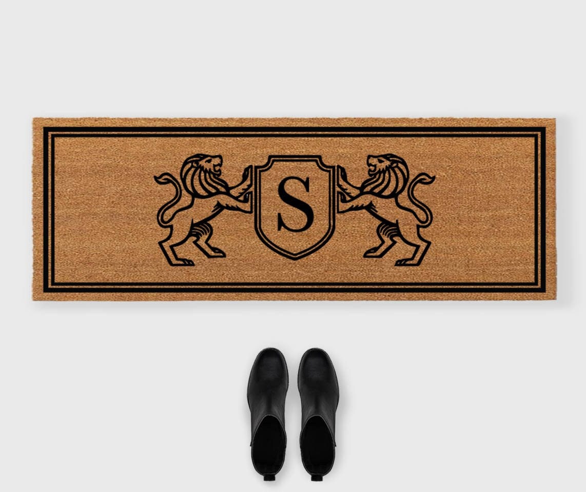 Lion Crest Doormat luxury Doormat regal Doormat regal Crest Doormat family Crest Doormat extra Large Doormat double Door Doormat Monogram Etsy UK
