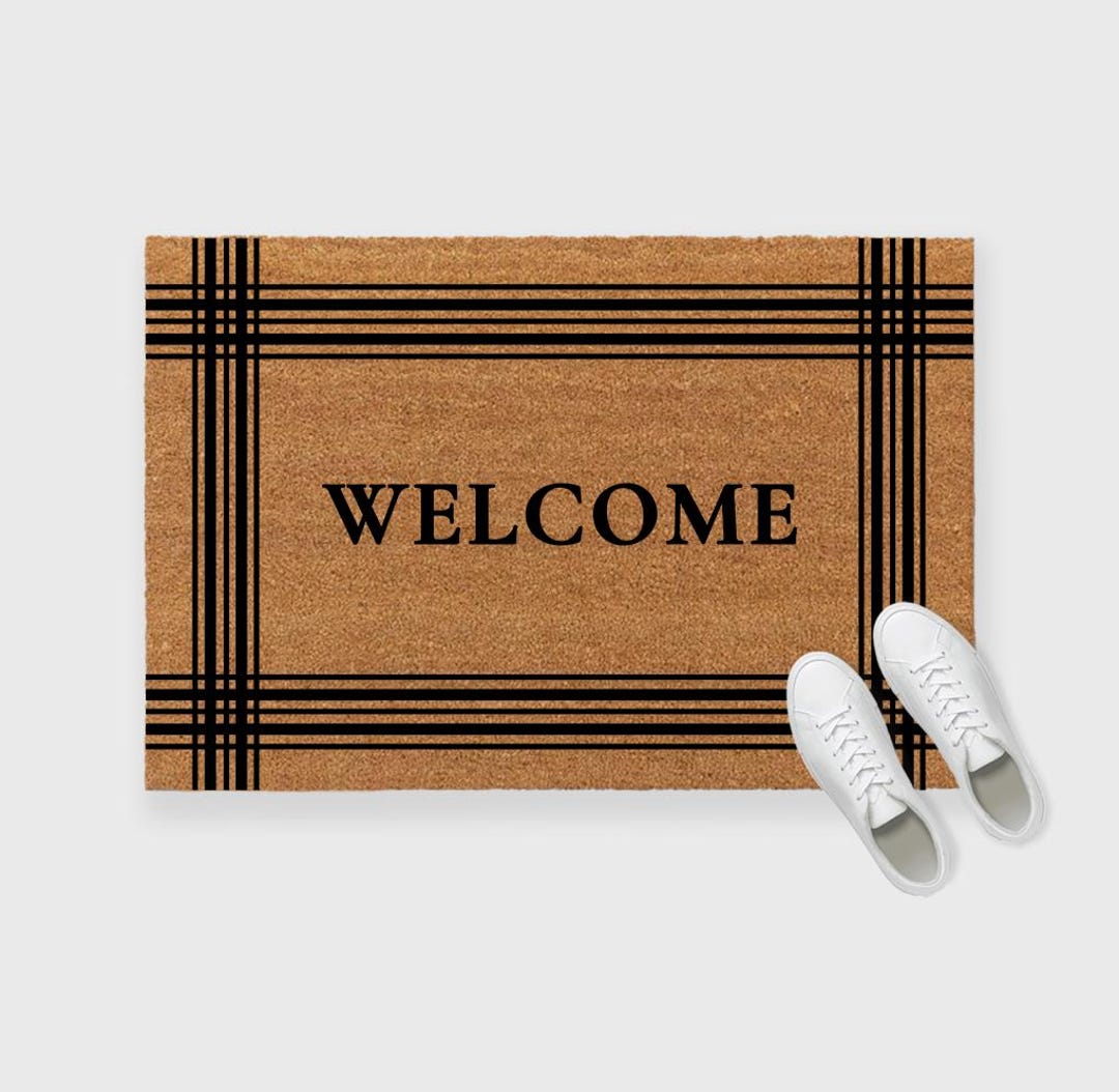 Cross Hatch Monogrammed Coir Border Door Mat,monogram Border ...