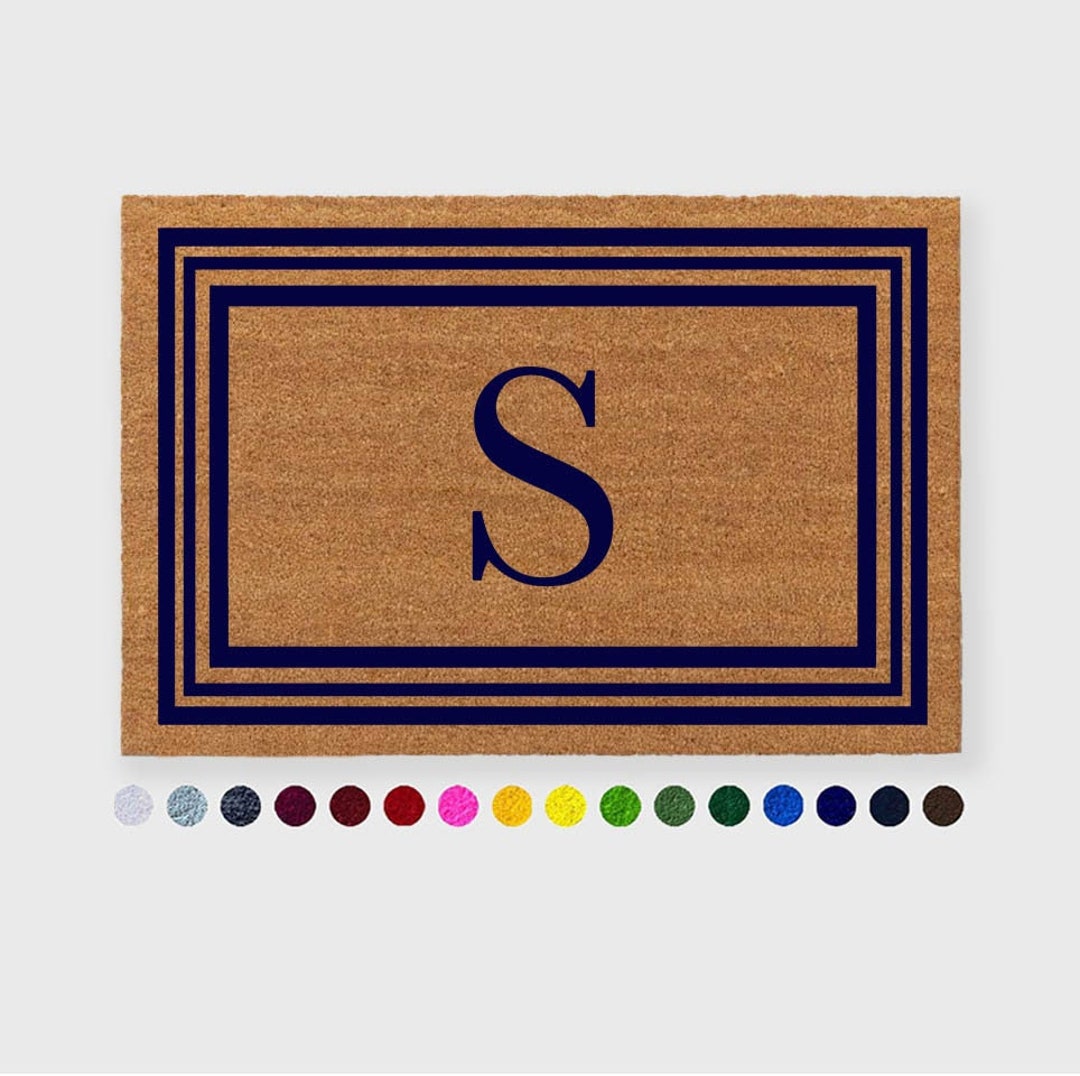 Color Monogrammed Coir Border Door Mat,color Monogram Border ...